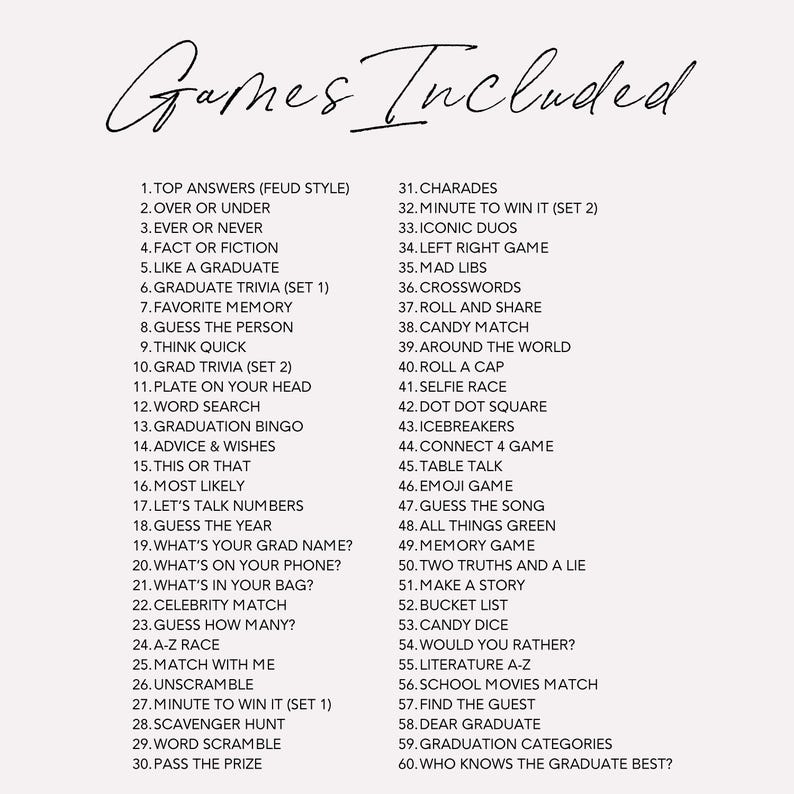Graduation Games 2026 Bundle: Editable Graduation Party Games, Class of ...