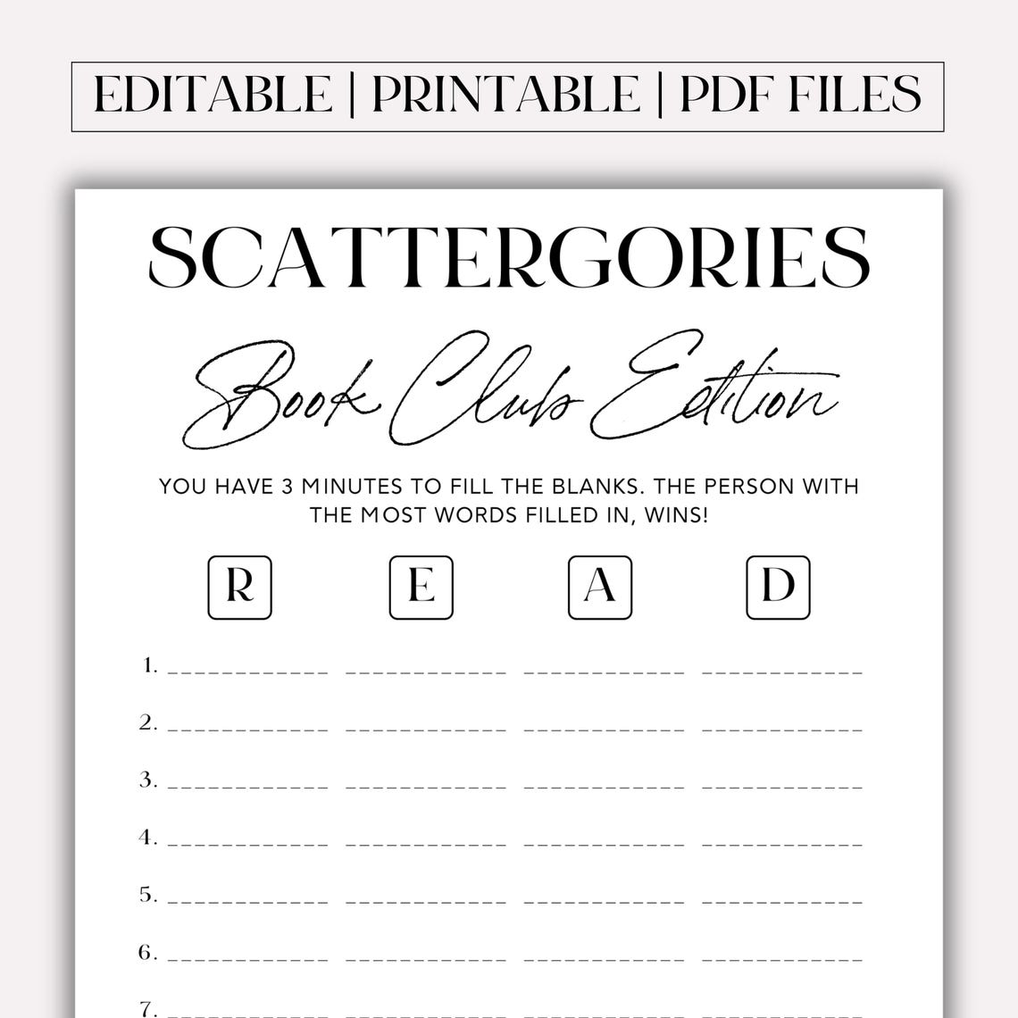 Book Club Games, Book Club Icebreakers, Book Club Activity, Printable ...