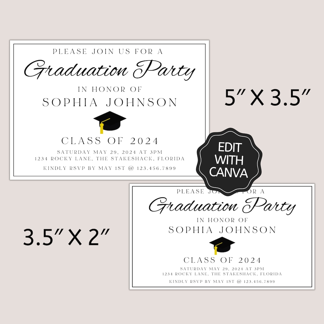 Graduation Party Details Card, Invitation Insert Template, Graduation ...