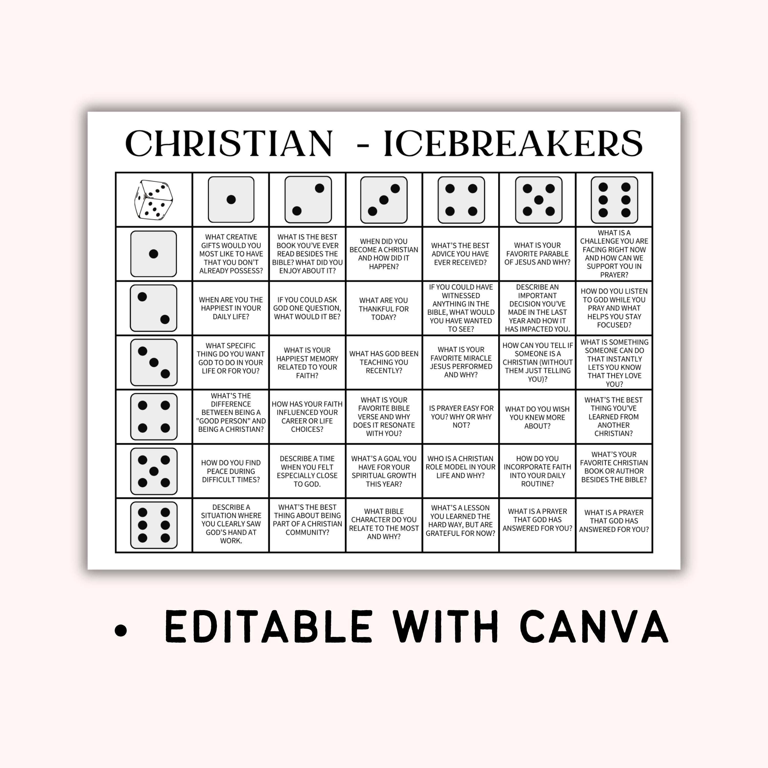 Christian Table Talk Dice, Games for Youth Group, Womens Ministry ...