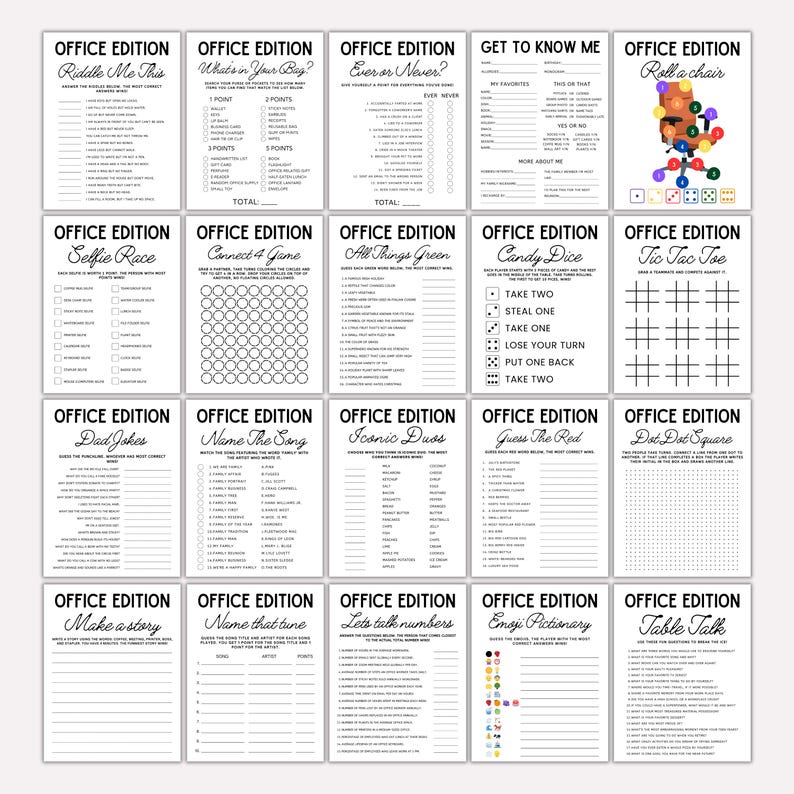 Editable Office Games Bundle: 50 Team Building Games for Work, Work ...