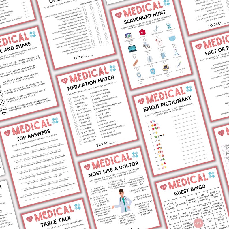 Editable Medical Games Bundle: 45 Printable Party Games (CANVA) - Etsy