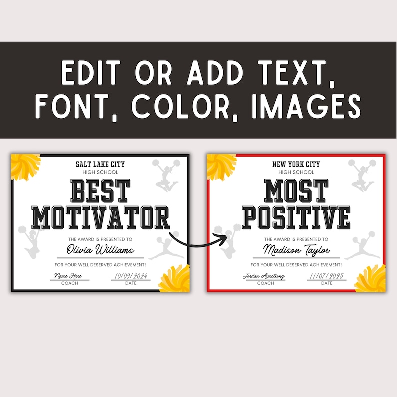 Editable Cheerleading Award Certificates, Cheerleading Awards ...