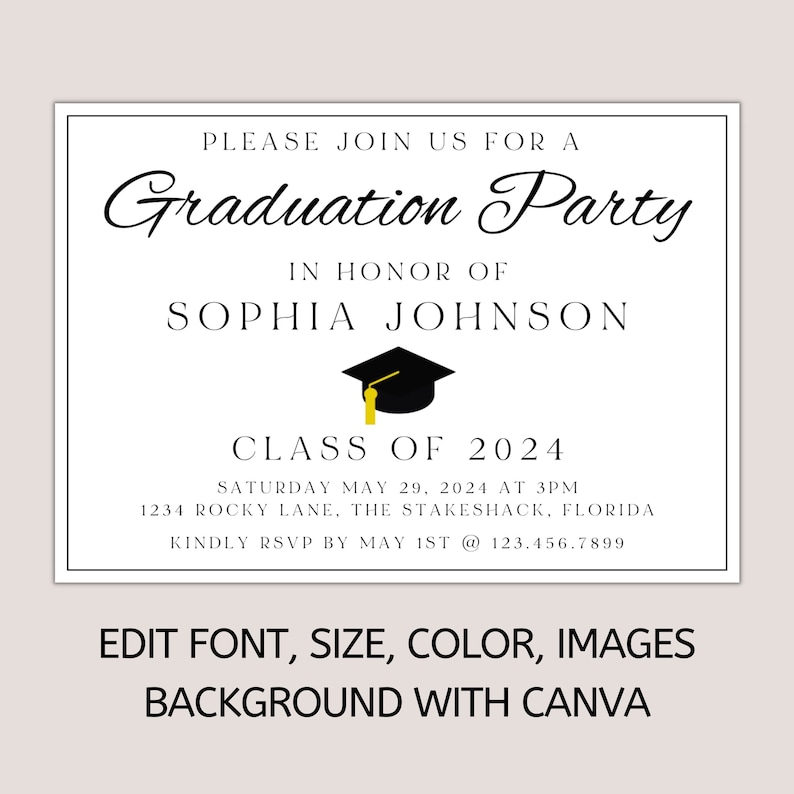 Graduation Party Details Card, Invitation Insert Template, Graduation ...