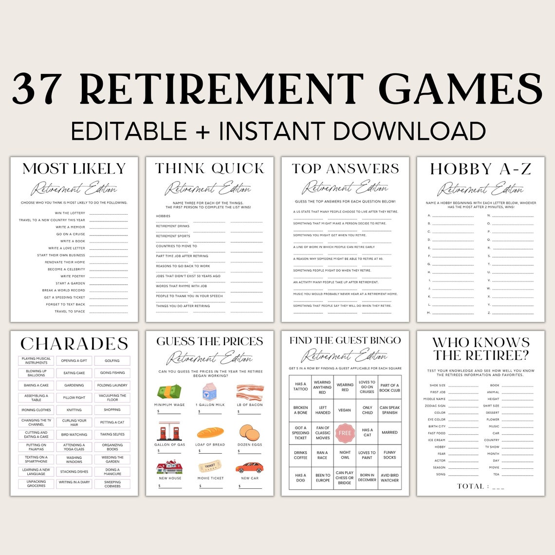 37 Retirement Party Games: Printable Icebreaker Activities (CANVA ...