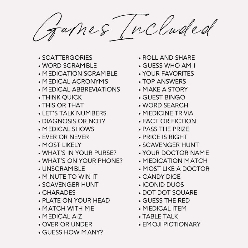 Editable Medical Games Bundle: 45 Printable Party Games (CANVA) - Etsy