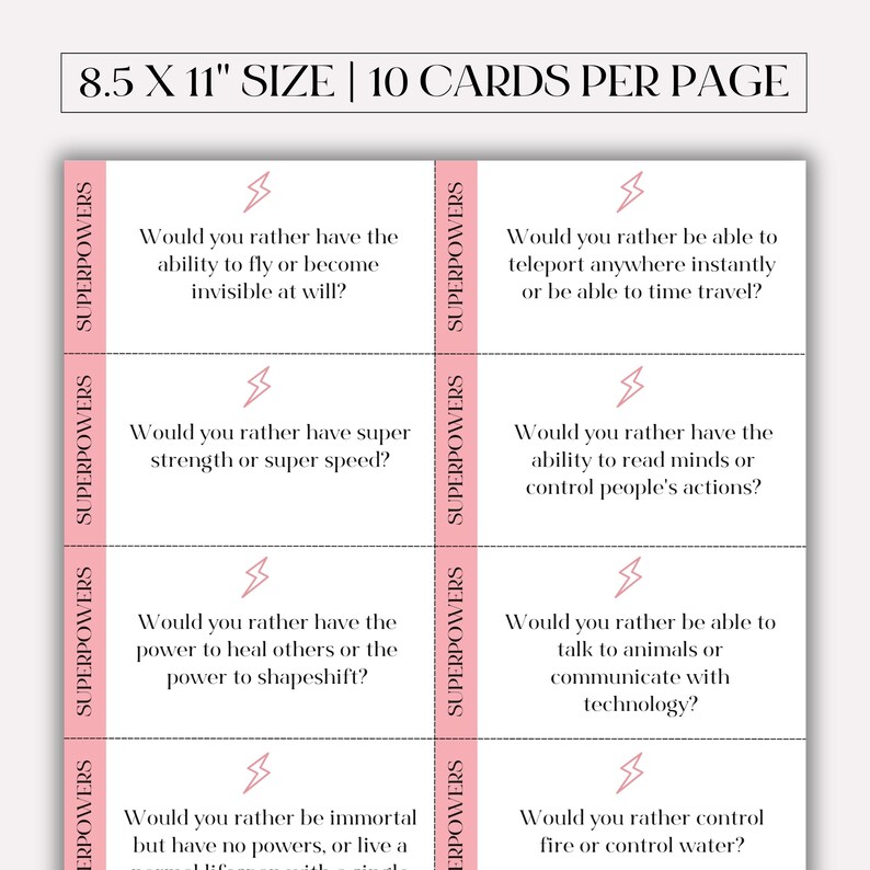 550 'would You Rather' Conversation Starter Cards (digital Download) - Etsy