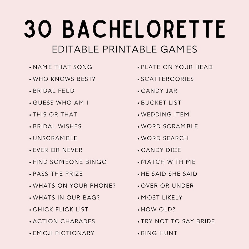 Clean Bachelorette Games Bundle, Bachelorette Party Games, Canva ...