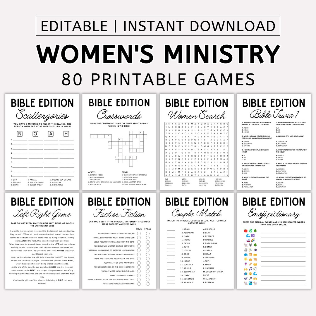 Editable Women's Ministry Games Bundle, Bible Games, Christian Youth ...