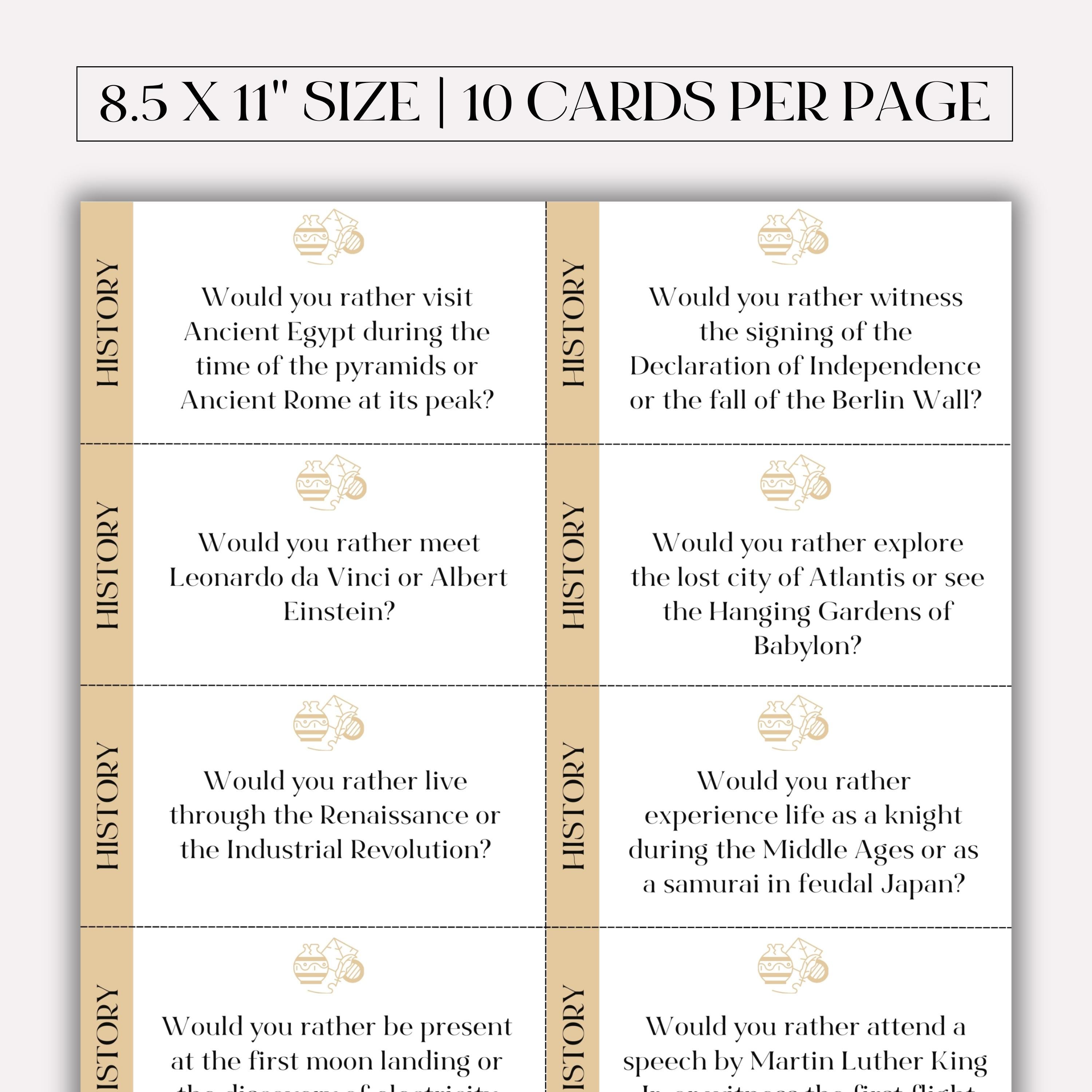 550 'would You Rather' Conversation Starter Cards (digital Download) - Etsy