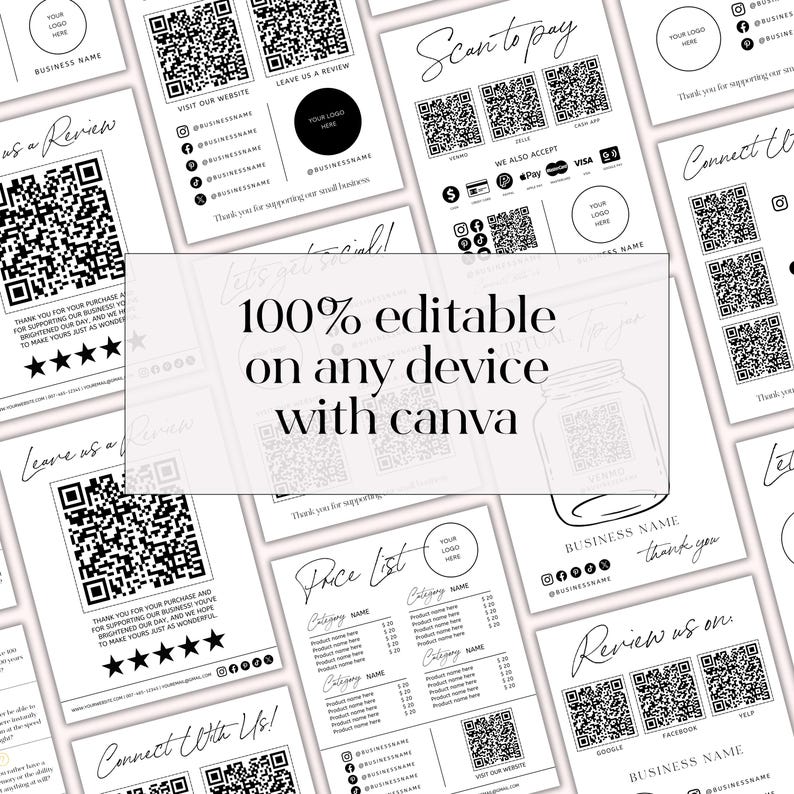 Qr Code Sign for Small Business, Scan to Pay Template, Qr Code Sign ...