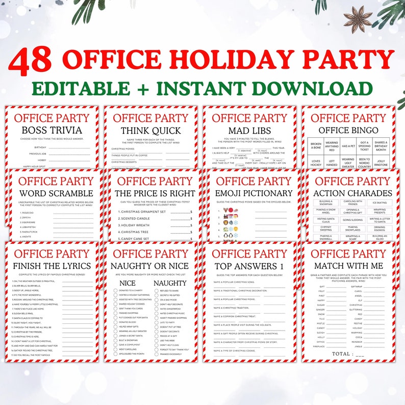 Office Holiday Party 48 Games Bundle, Office Holiday Party Games, Work ...