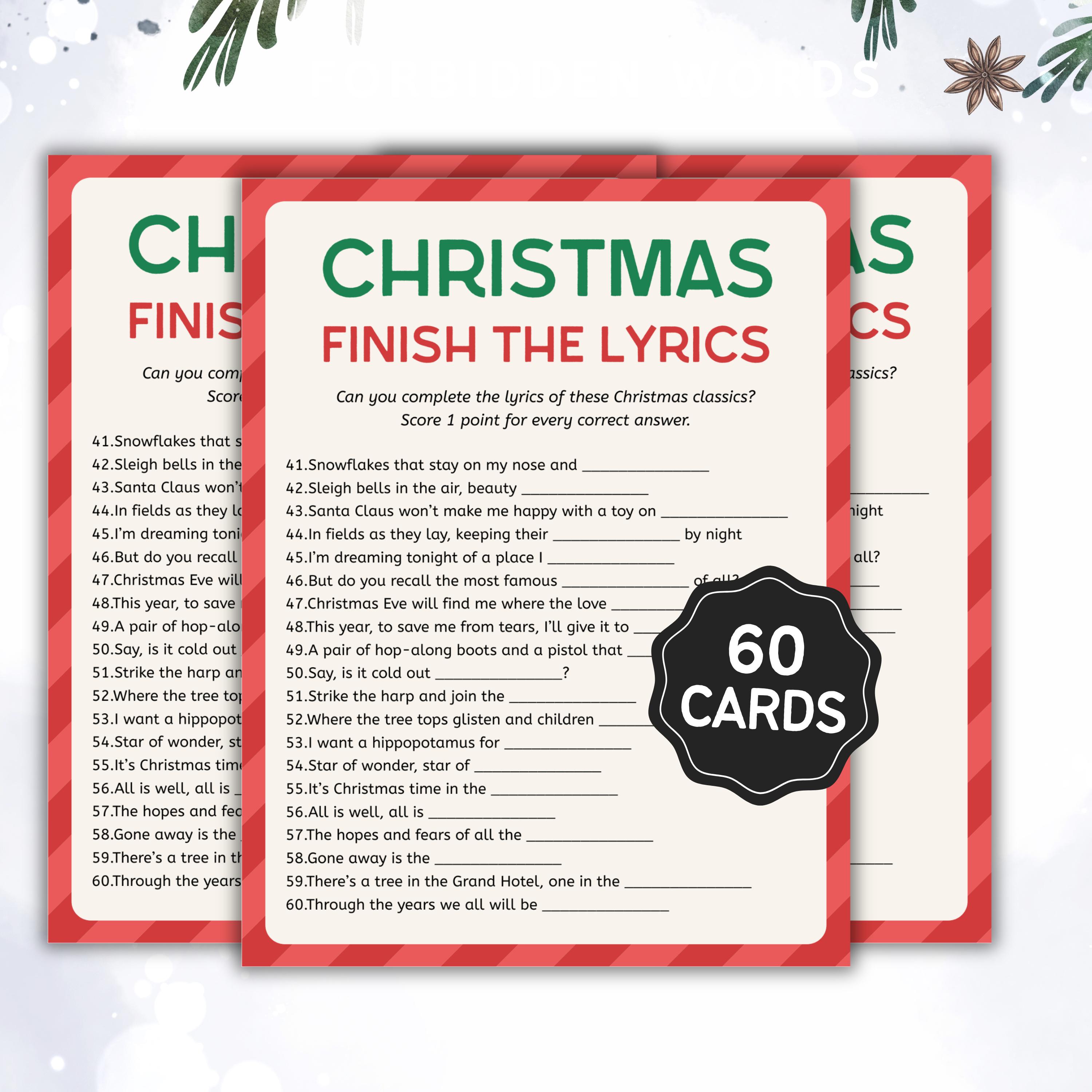 Christmas Finish the Lyrics: Christmas Song Game, Christmas Party Games ...