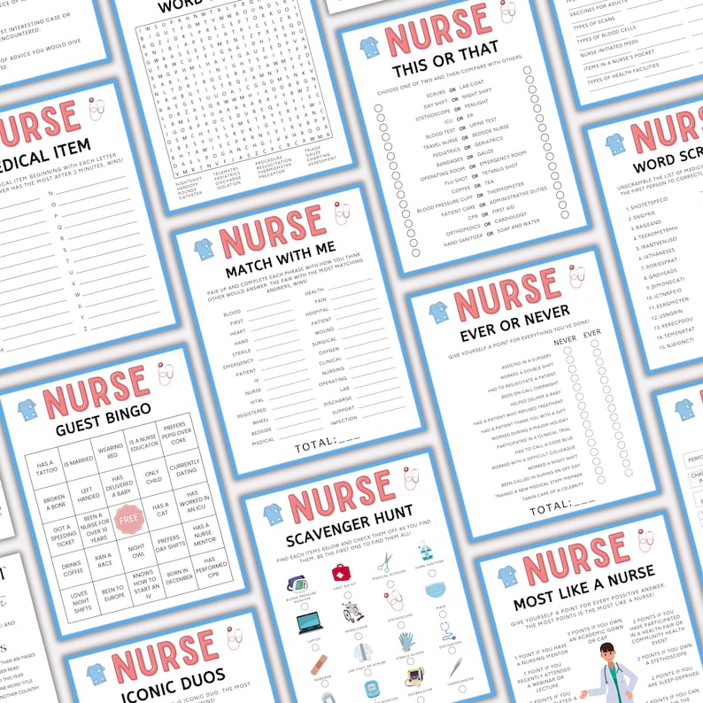 Editable Nurse Party Games Bundle, Nurse Week, Nurse Student, Nurse ...