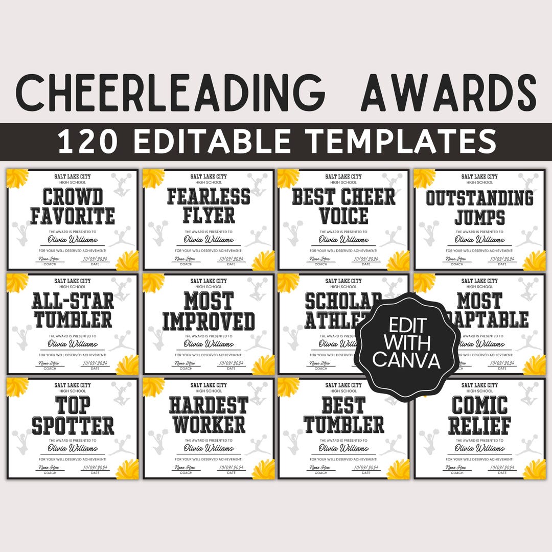 Editable Cheerleading Award Certificates, Cheerleading Awards ...