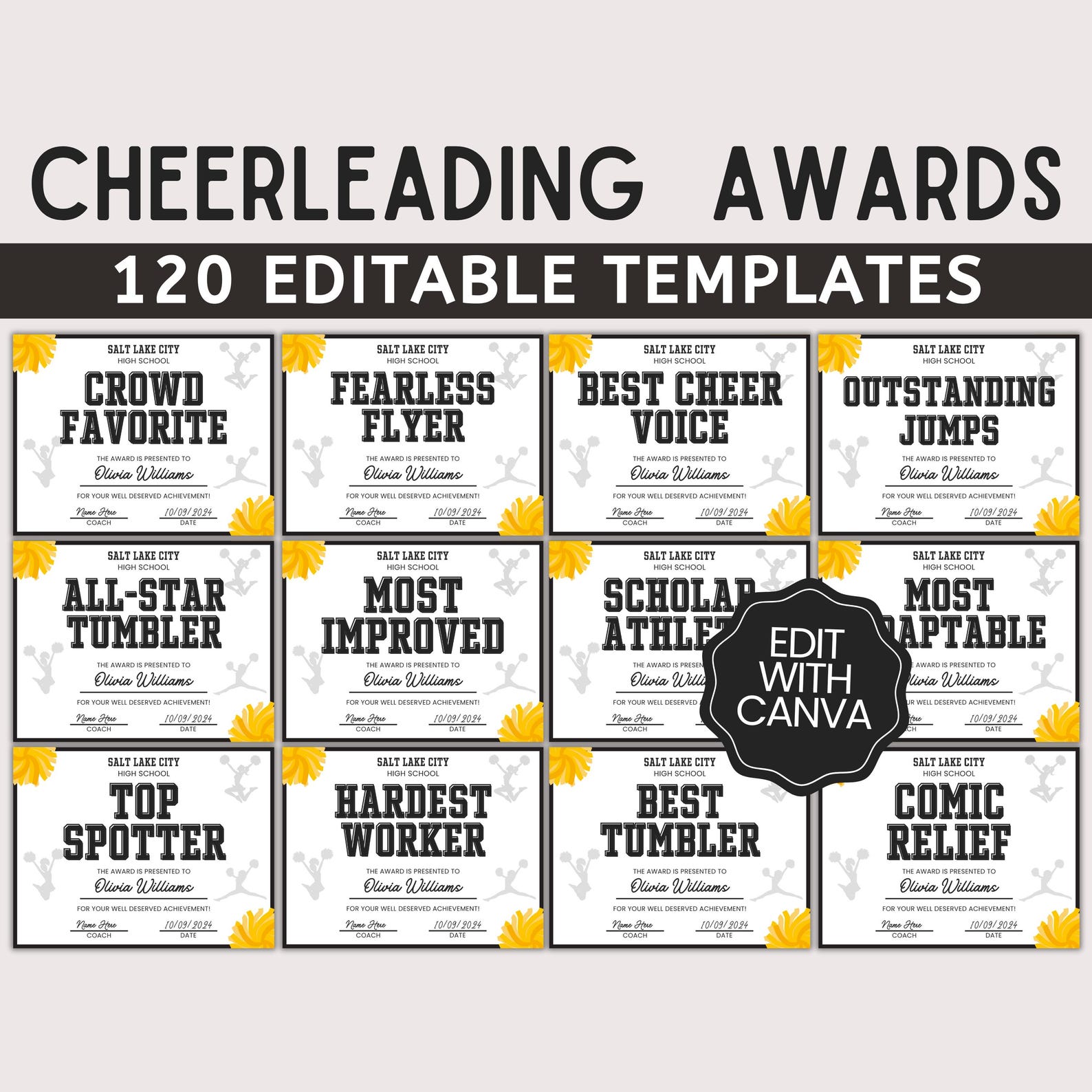 Editable Cheerleading Award Certificates, Cheerleading Awards ...