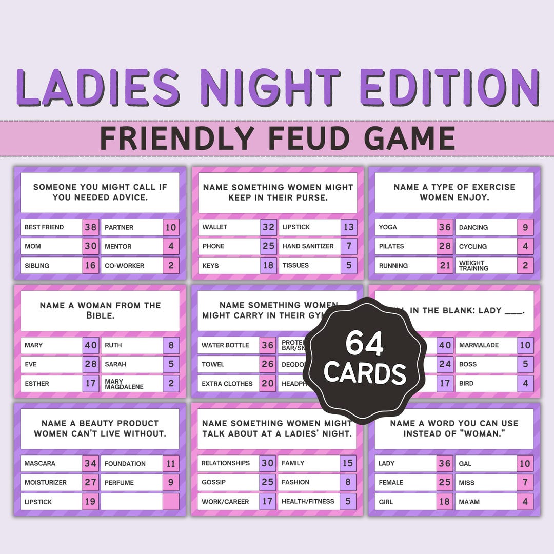 Ladies Night Friendly Feud, Ladies Night Trivia, Ladies Night Games ...