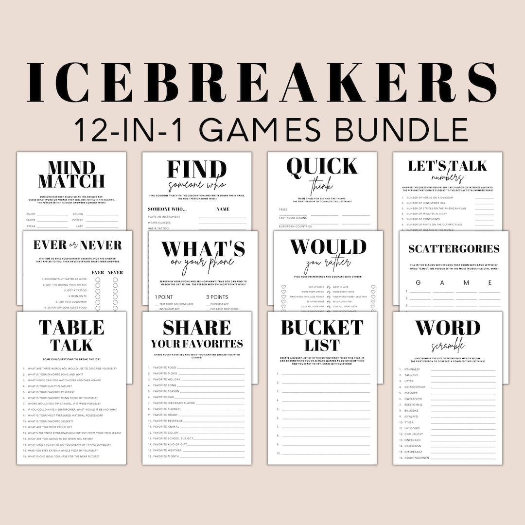 Icebreaker Games Bundle, Ice Breaker Questions, Office Party Games ...