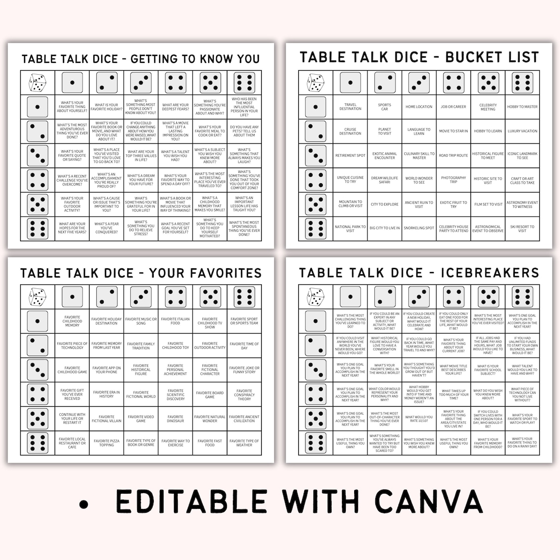 Table Talk Dice, Dicebreaker Game, Games for Kid, Teacher Resource ...