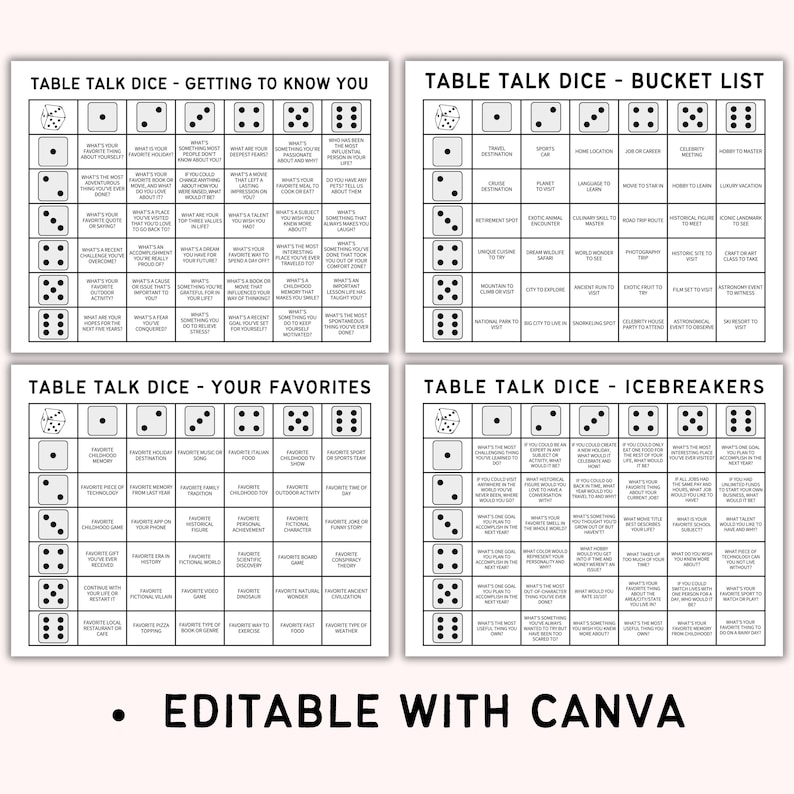 Table Talk Dice, Dicebreaker Game, Games for Kid, Teacher Resource ...