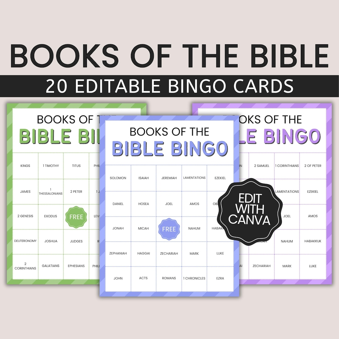 Books of the Bible Bingo Game, Bible Bingo Game, Youth Group Games ...
