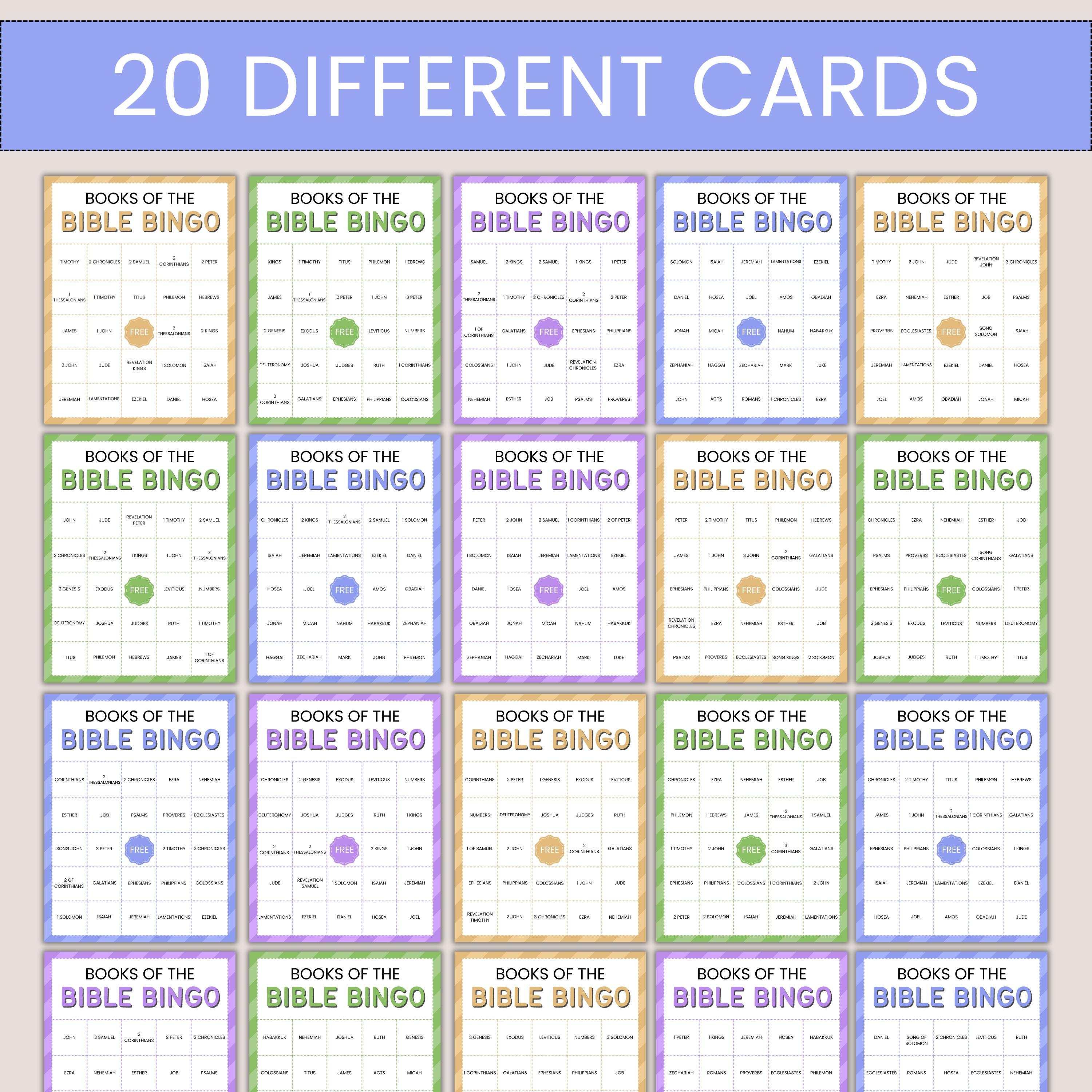 Books of the Bible Bingo Game, Bible Bingo Game, Youth Group Games ...