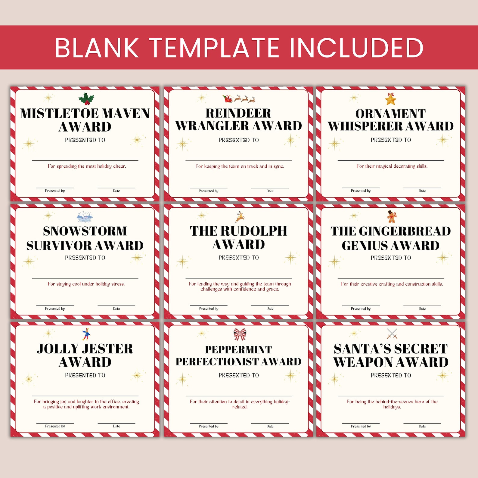 Editable Christmas Employee Awards: Holiday Certificates (CANVA) - Etsy