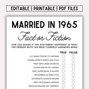 60th Anniversary Games Bundle, Married in 1965 Games, 60th Wedding ...