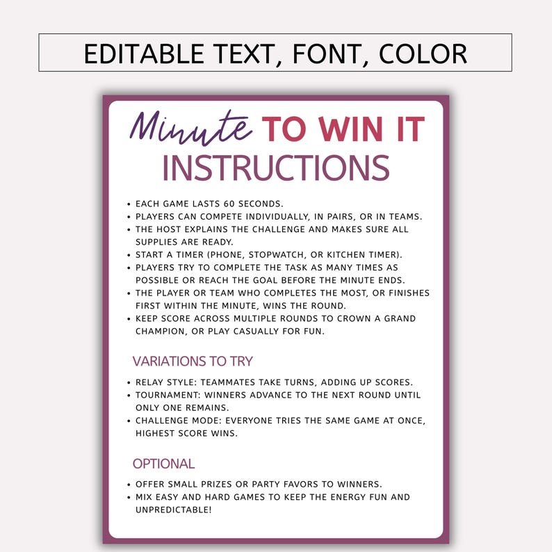 Minute to Win It Games: 60 Minute to Win It Party Games, Icebreaker ...