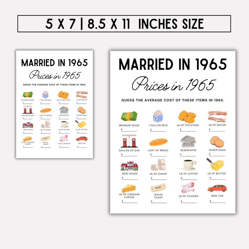 60th Anniversary Games Bundle, Married in 1965 Games, 60th Wedding ...