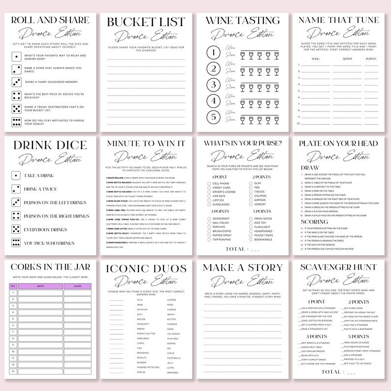 Editable Divorce Party Games Bundle, Couples Games, Breakup Party Games ...