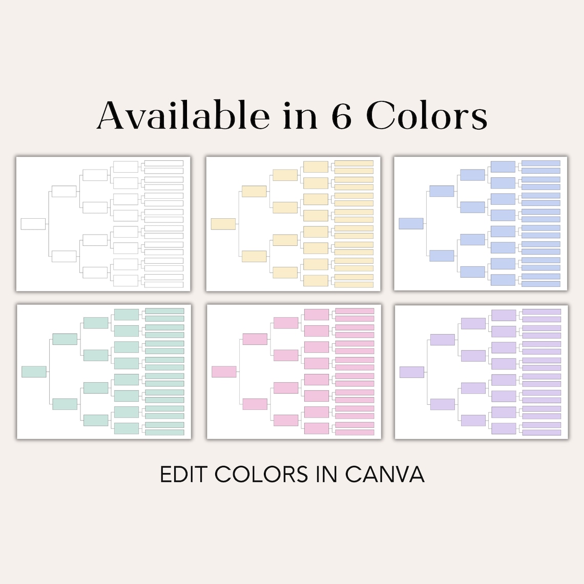Editable Family Tree Chart: 5-6 Generation Genealogy Template (PDF) - Etsy