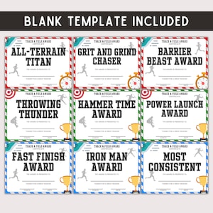 Editable Track and Field Award Certificates: 250 Team Awards (CANVA) - Etsy