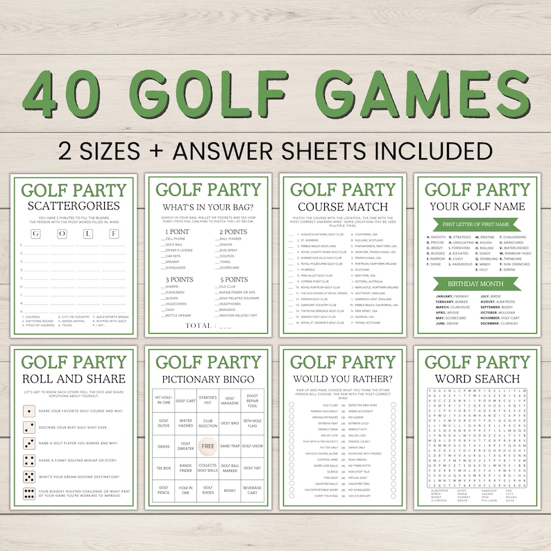 40 Golf Party Games Bundle: Printable & Editable (digital Download) - Etsy