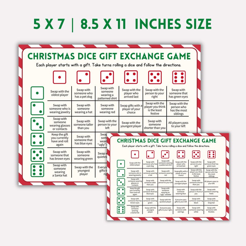 Editable Christmas Gift Exchange Dice Game, Christmas School Game ...