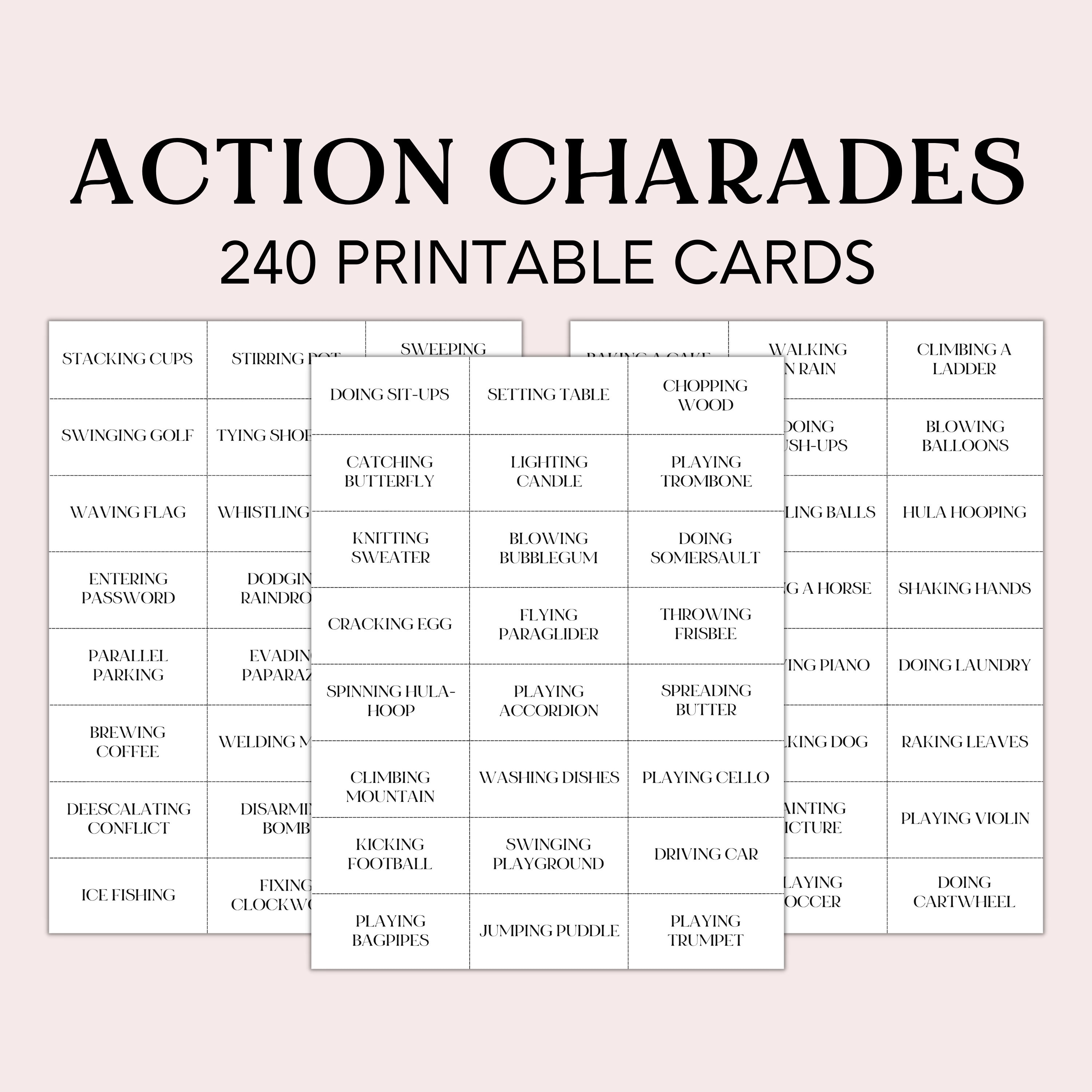Printable Charades List