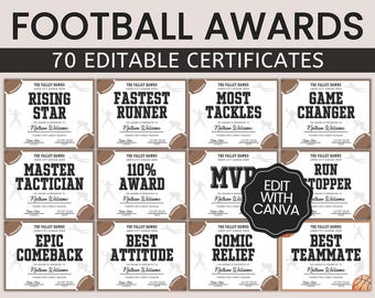 End of Season American Football Certificate, Editable American Football ...