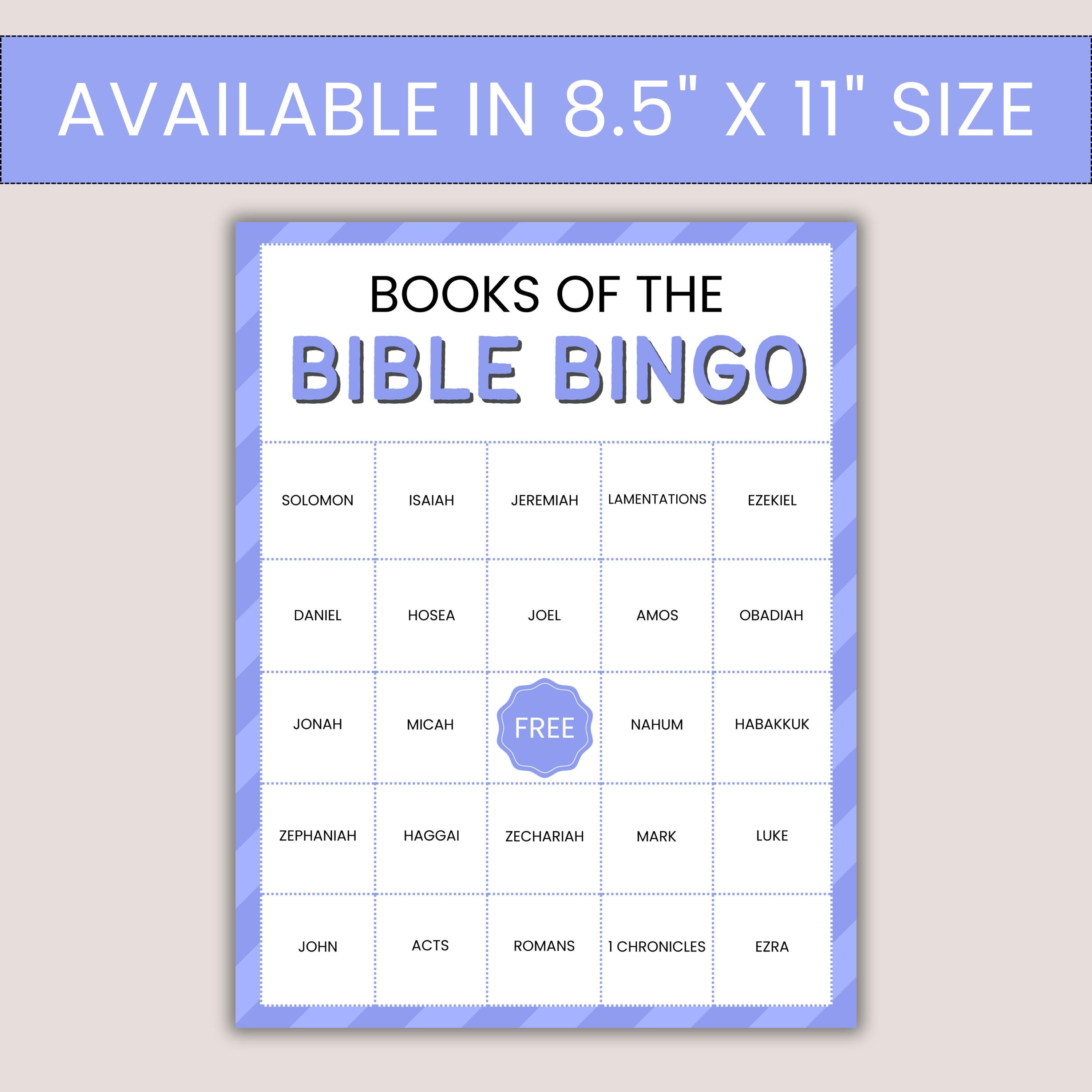 Books of the Bible Bingo Game, Bible Bingo Game, Youth Group Games ...