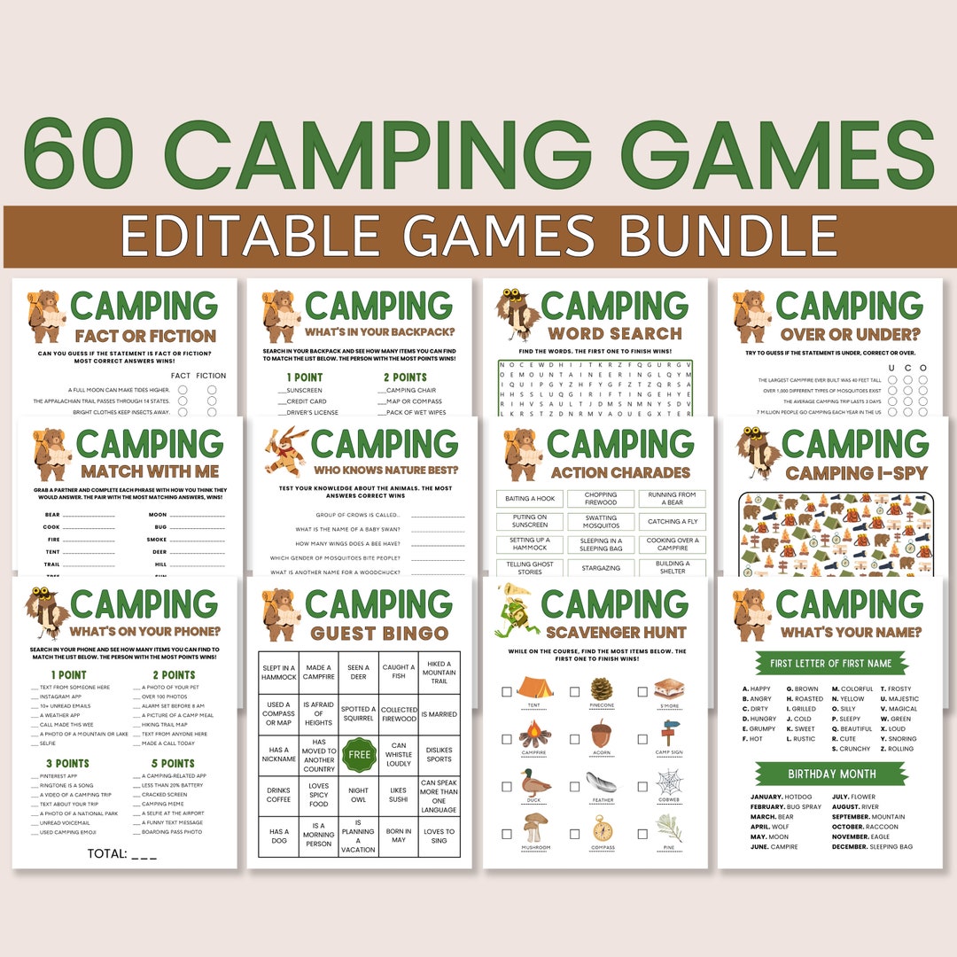 Camping Games Bundle: 60 Printable Activities (PDF) - Etsy