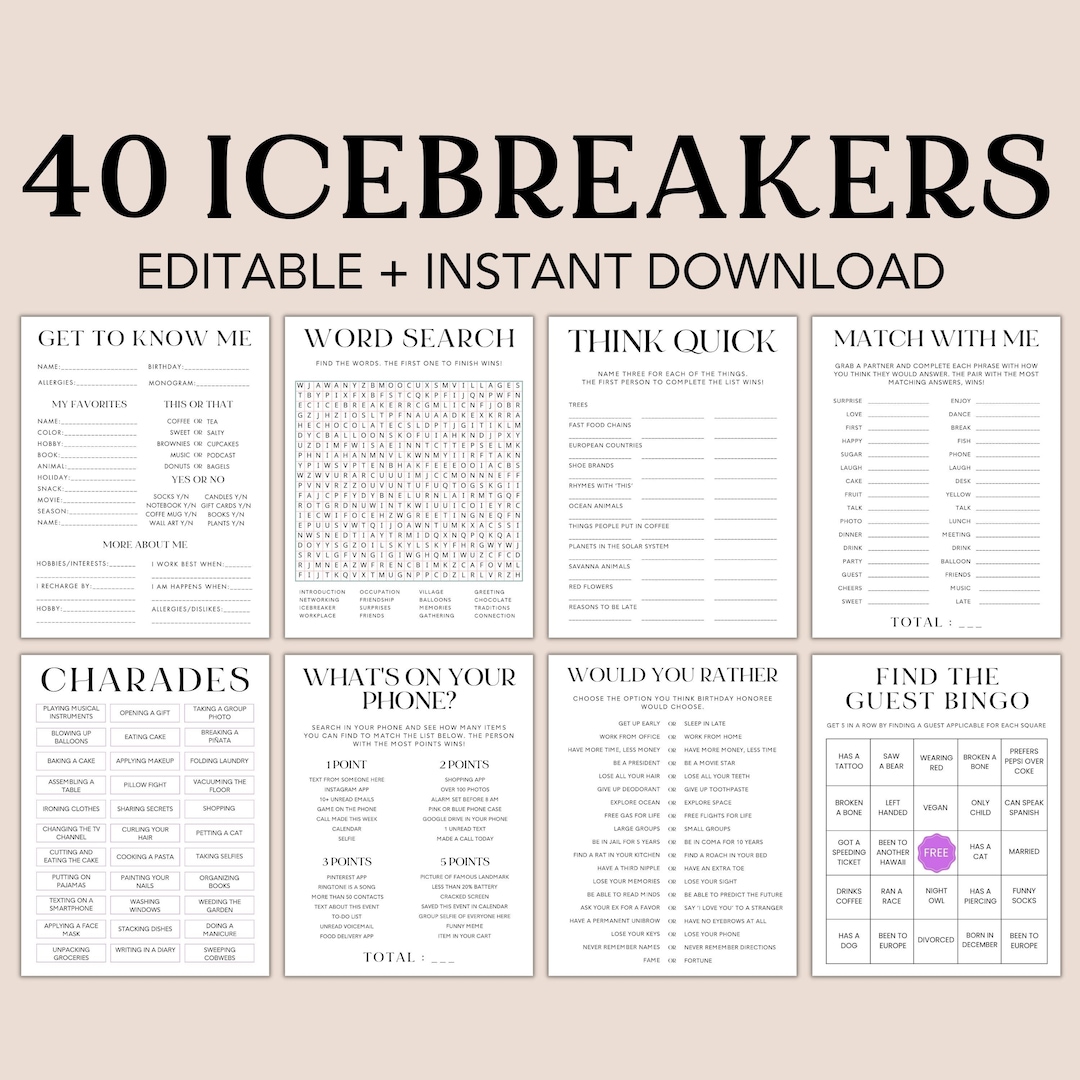 Editable Icebreaker Games, Work Party Games, Office Party Games ...