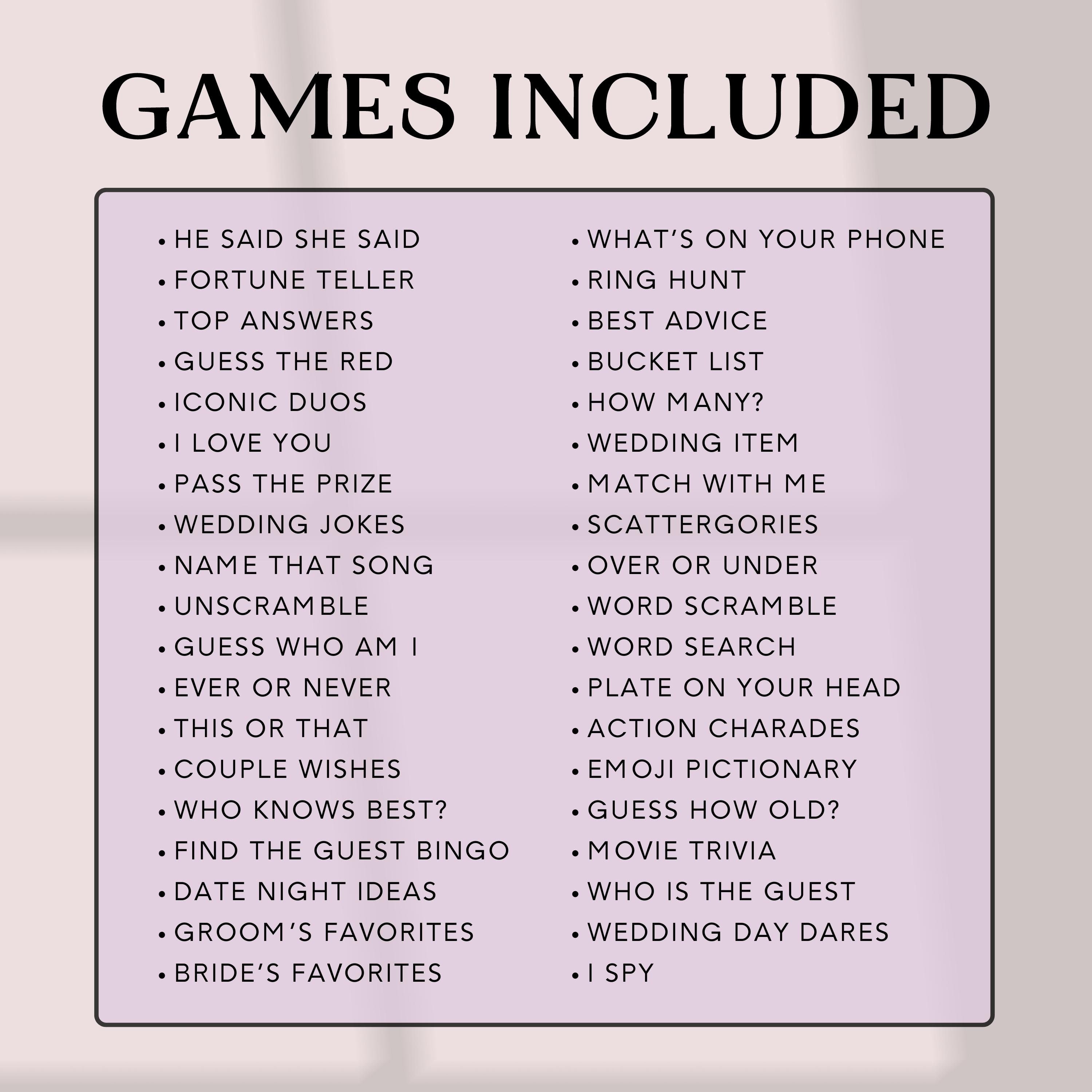 Editable Wedding Games Bundle Wedding Table Activity Wedding - Etsy ...