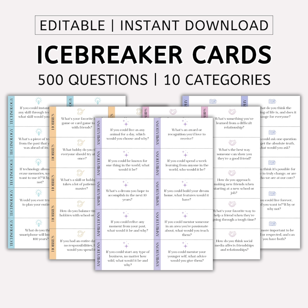 500 Icebreaker Questions: Printable Conversation Starter Cards ...