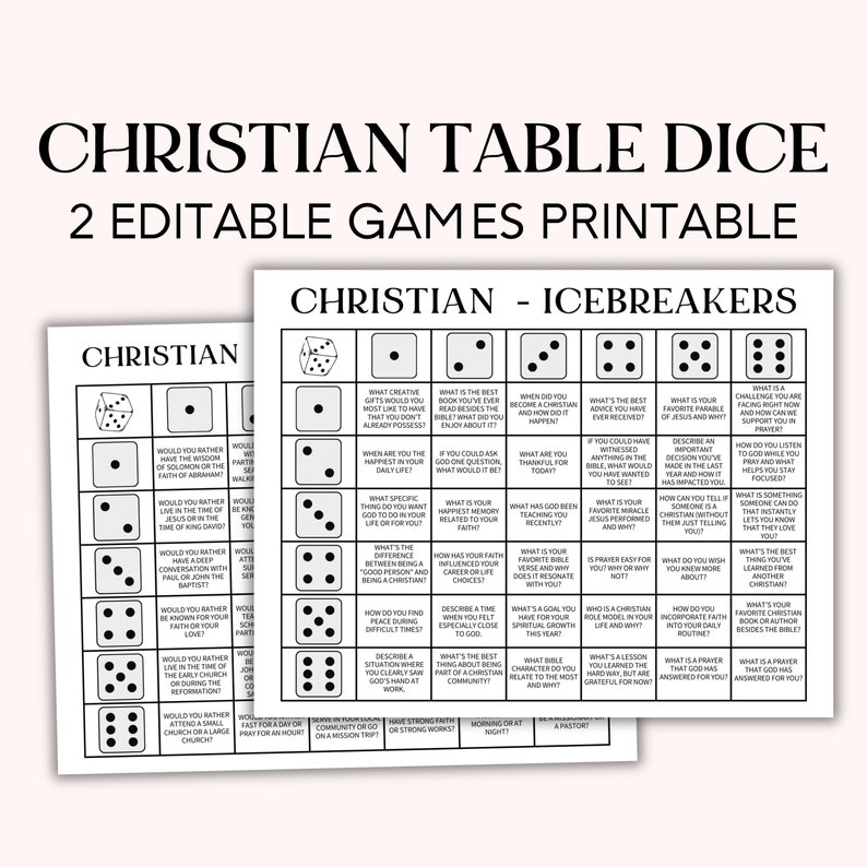 Christian Table Talk Dice, Games for Youth Group, Womens Ministry ...