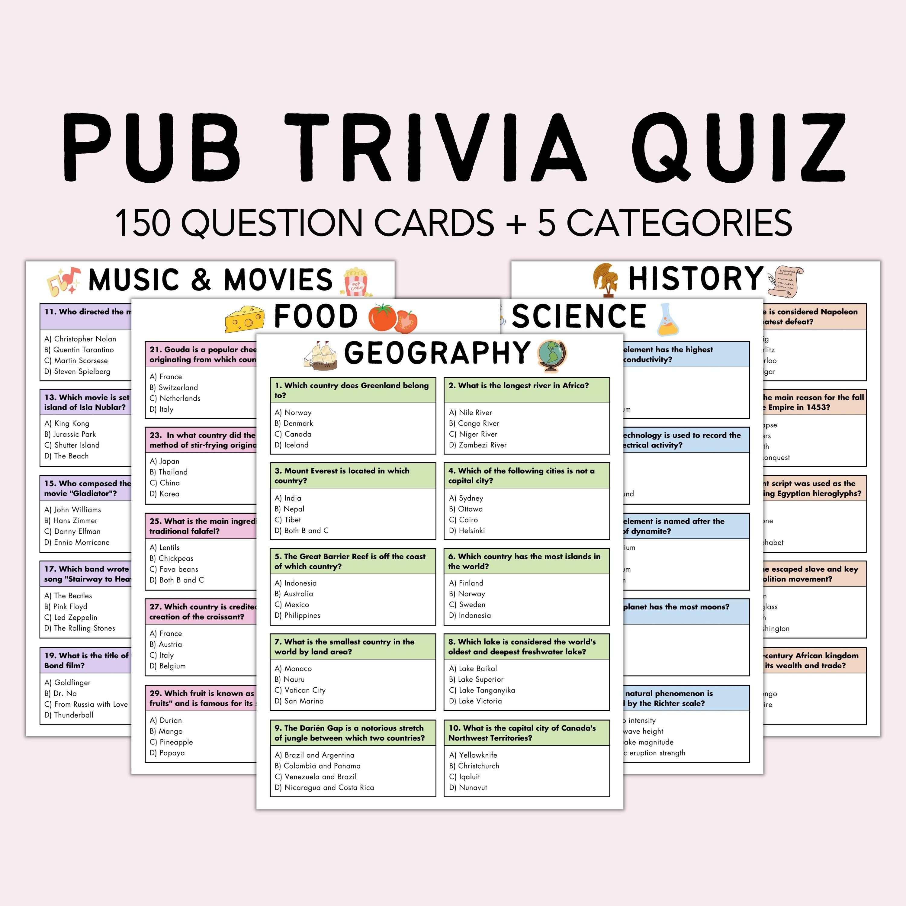 Pub Trivia Quiz, Family Game Night, History Quiz, Trivia Night, Bar ...