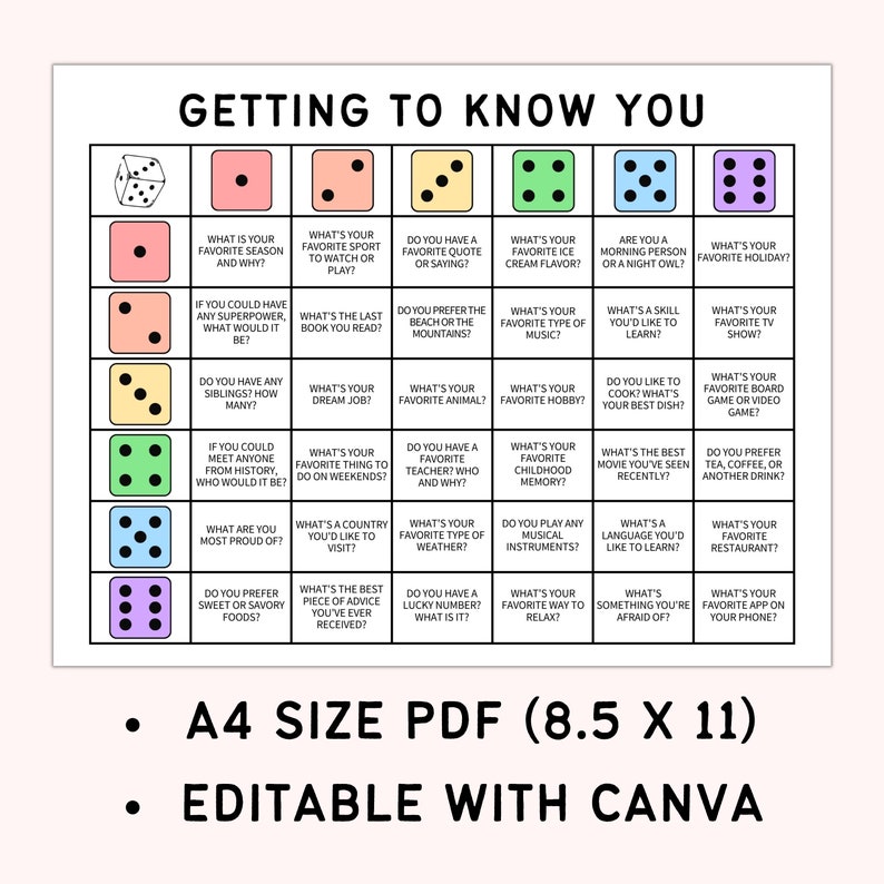 Dicebreaker Game, Games for Kid, Teacher Resource, Roll and Tell Game ...