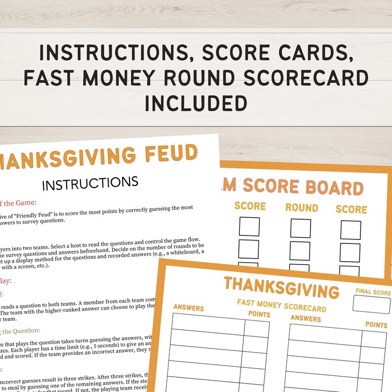 Thanksgiving Friendly Feud, Thanksgiving Games, Thanksgiving Trivia ...