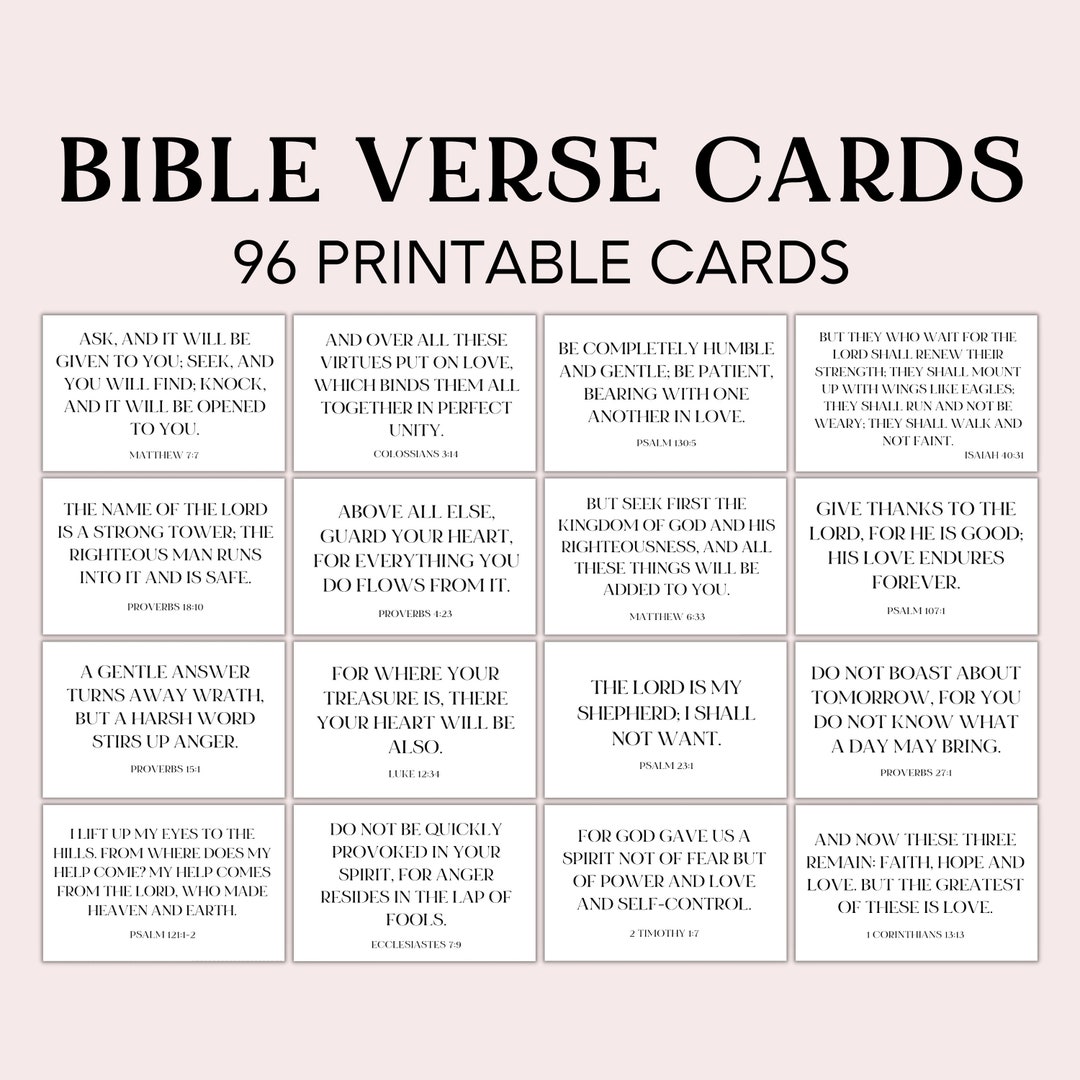 96 Bible Verse Cards: Printable Scripture Cards (PDF) - Etsy