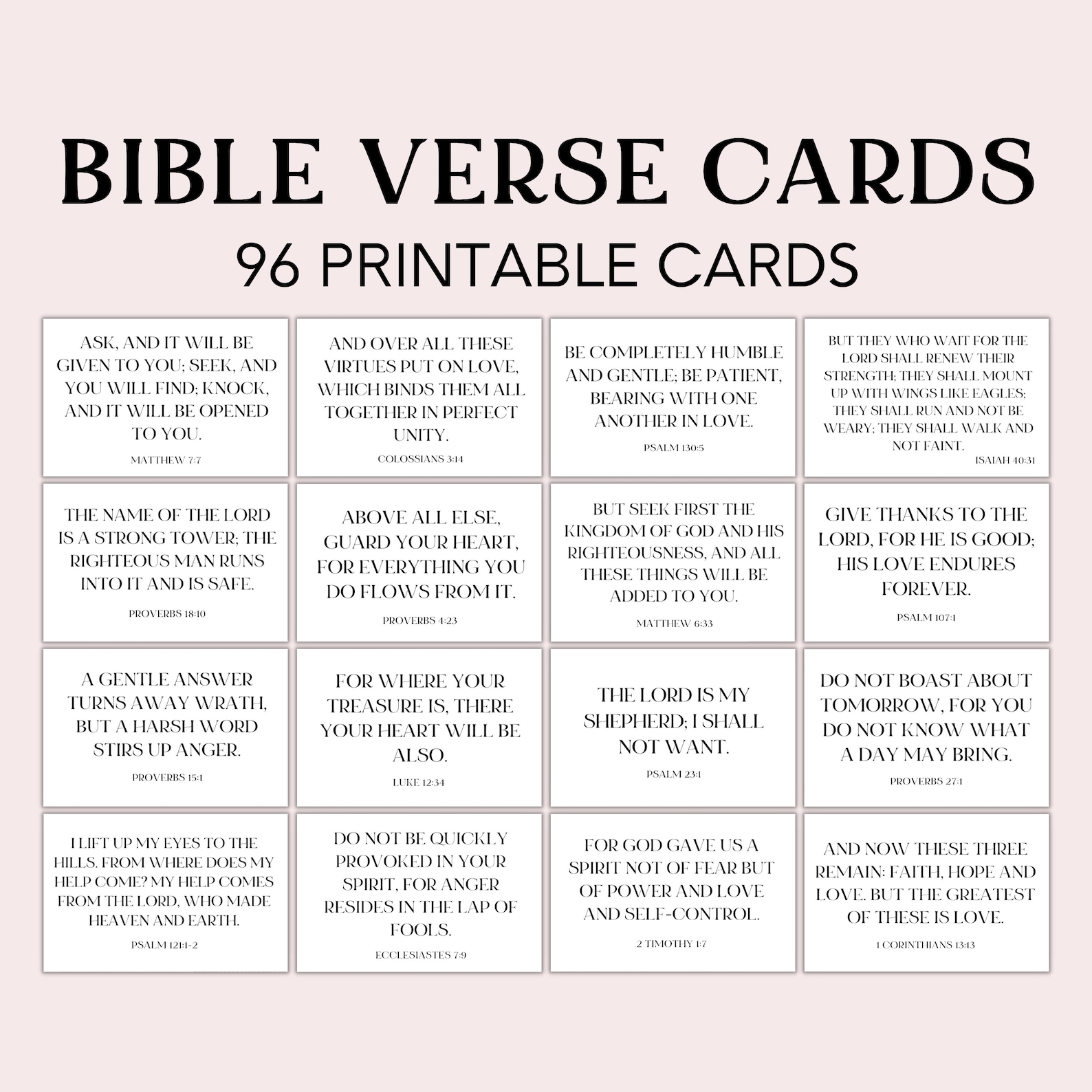 96 Bible Verse Cards: Printable Scripture Cards (PDF) - Etsy