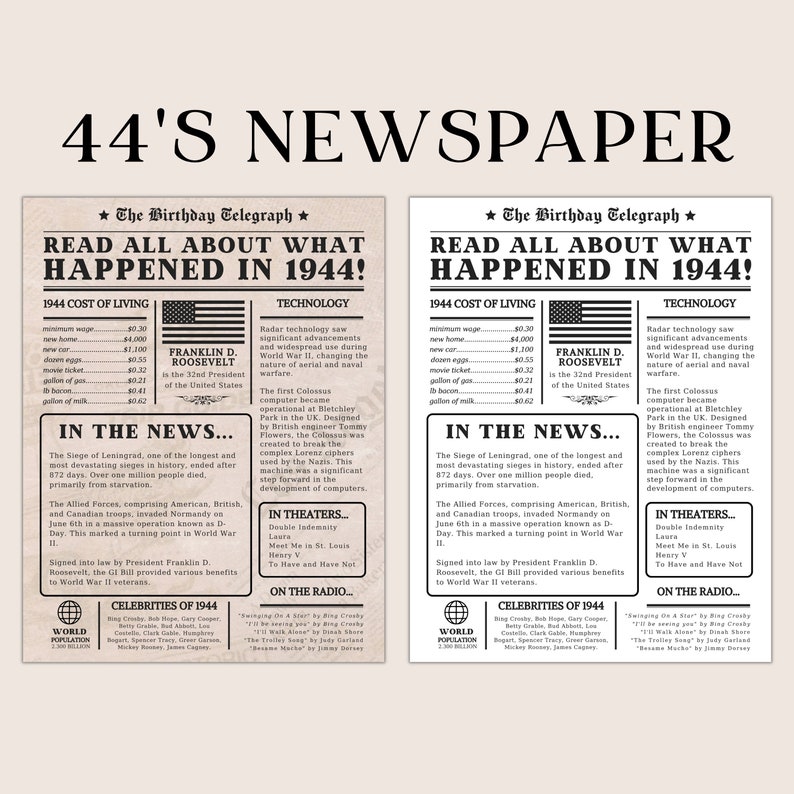 80th Birthday Games Bundle, 1944 Birthday Games, 80th Birthday Party ...