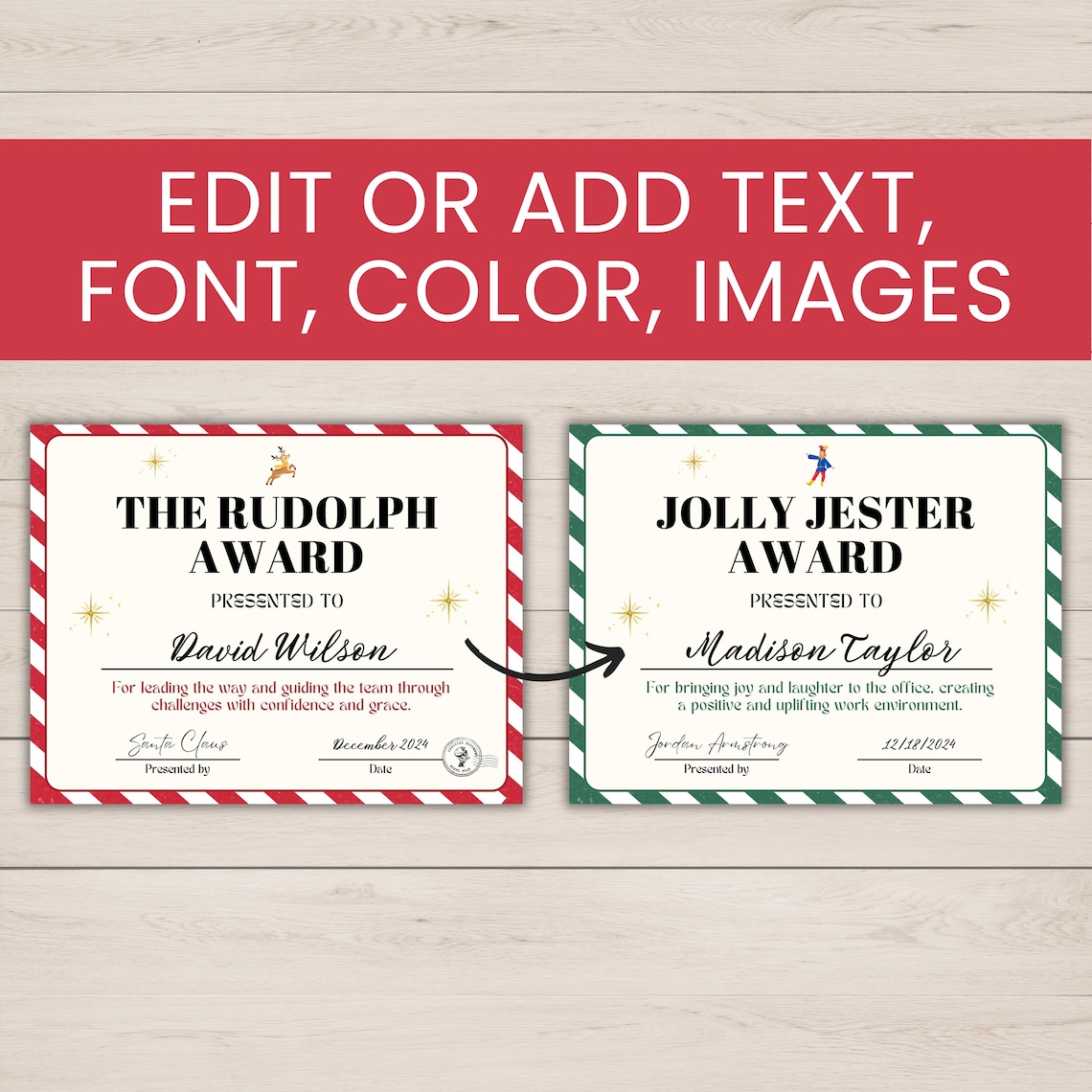 Editable Christmas Employee Awards: Holiday Certificates (CANVA) - Etsy